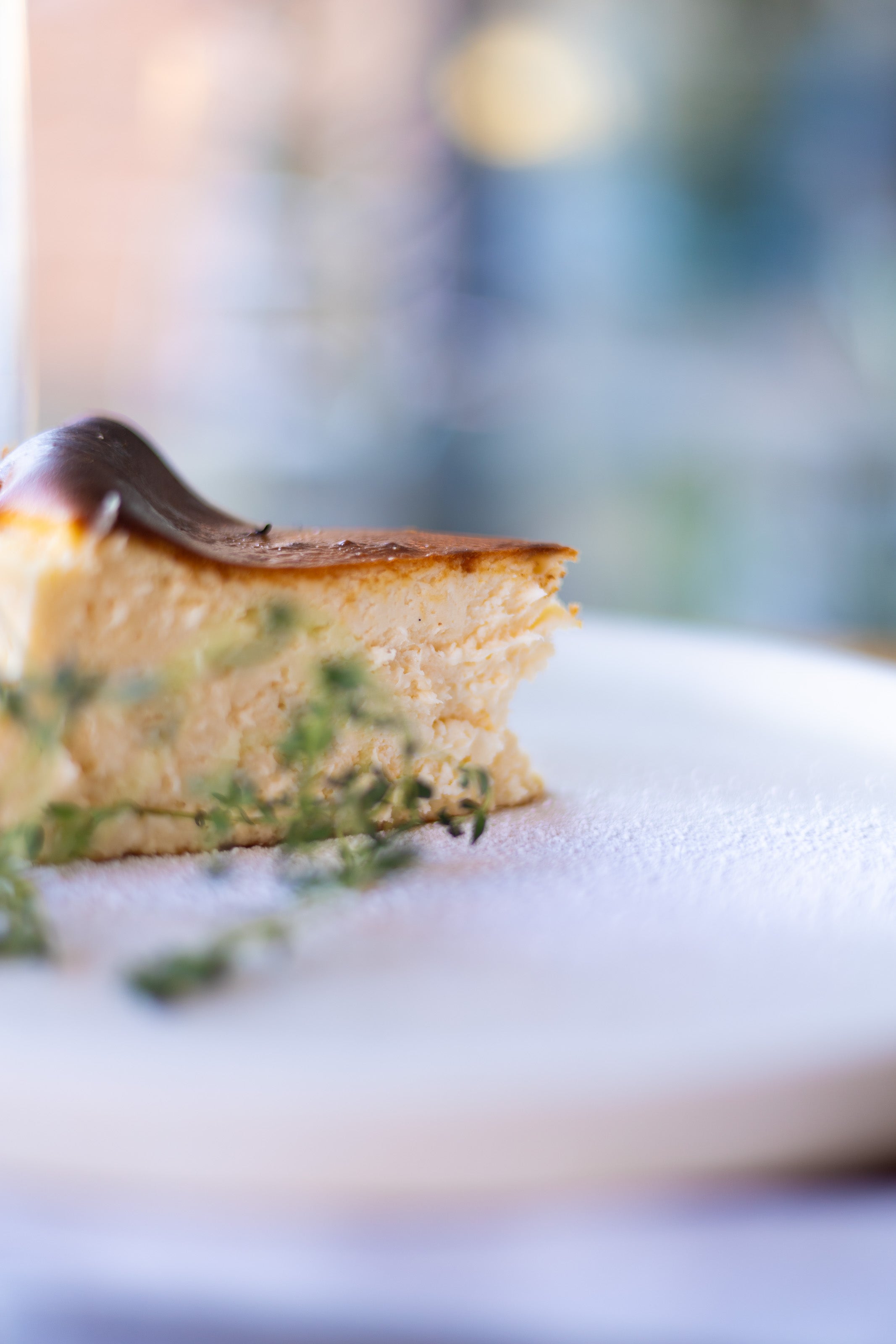 basque cheesecake w/ poached quince & almond crumble | felix